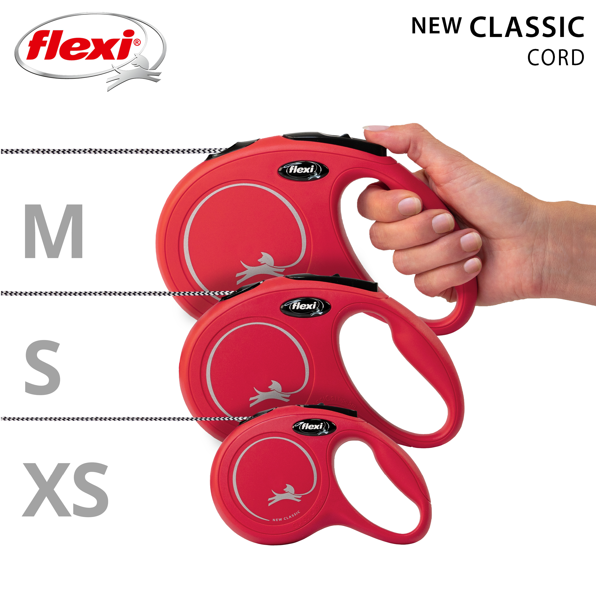 Flexi Rullkoppel New Classic Cord Röd | Dyrekassen
