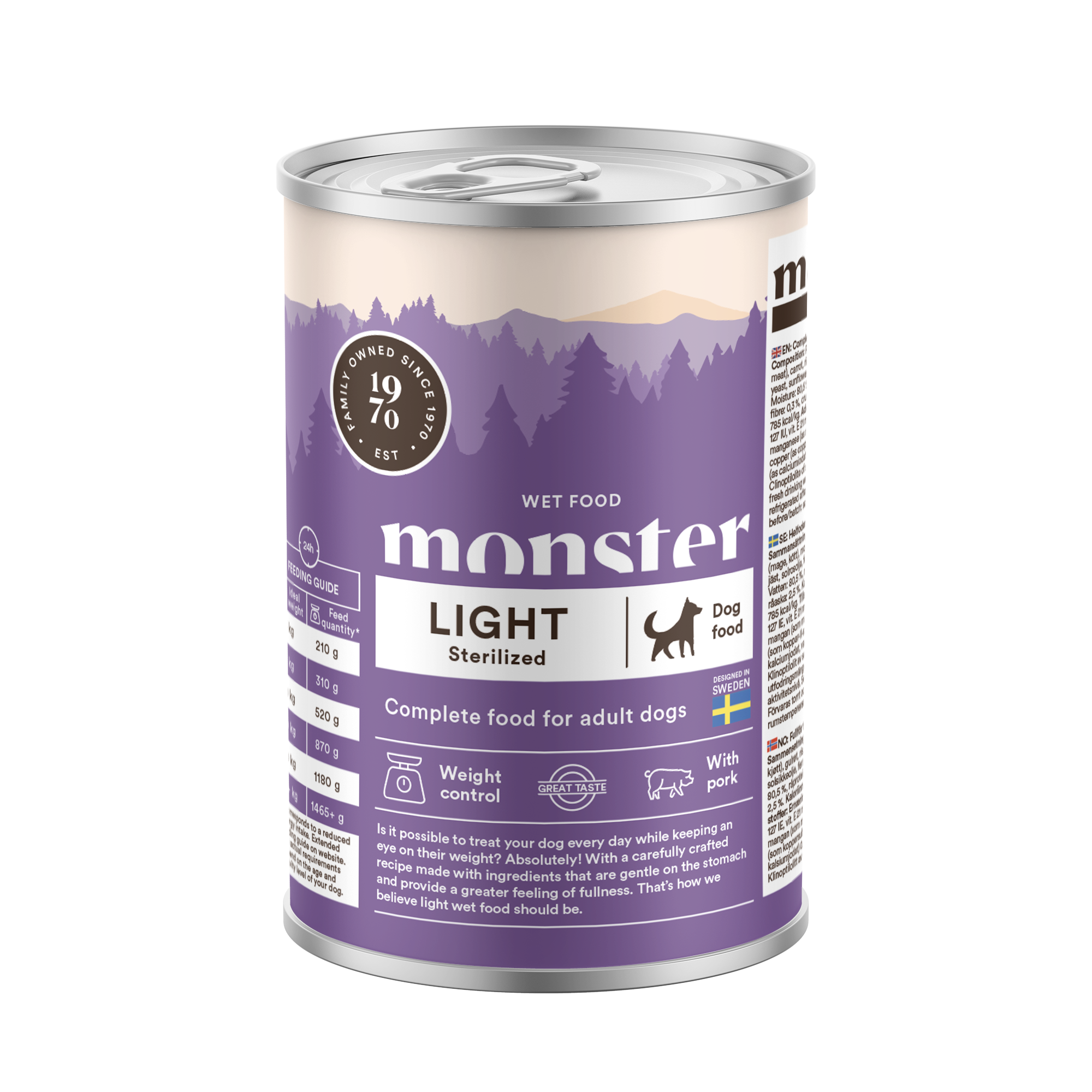 Monster Pet Food Hund Adult Light / Sterilisert boks 400 g | Dyrekassen